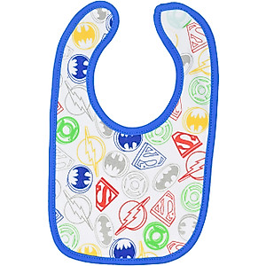 Warner Bros. Justice League Baby Boys 6 Pack Bibs Superman Batman Flash Aquaman Green Lantern