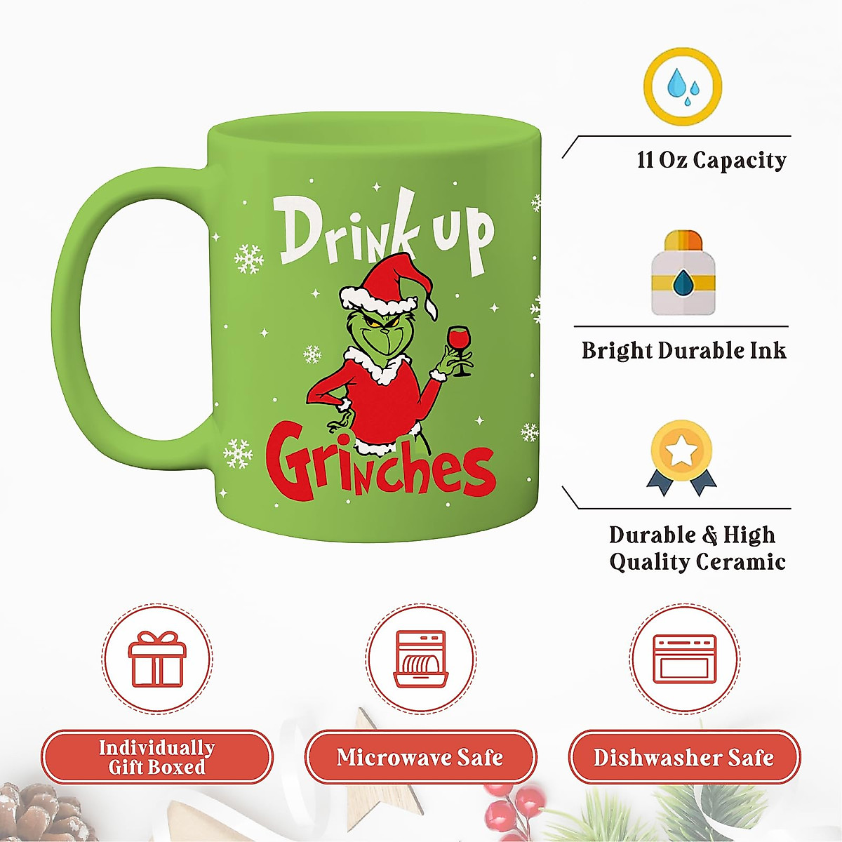 Arsemica Funny Christmas Mug, Novelty Christmas Coffee Mug, 11oz Ceramic Holiday Drinking Cup, Christmas Party Cups for Table Decorations, Xmas White Elephant Gifts for Women Men Coworkers