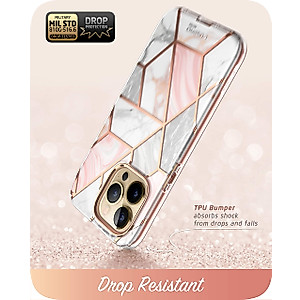 i-Blason Cosmo Series for iPhone 14 Pro Max Phone Case 6.7 inch (2022), Slim Full-Body Stylish Protective Case with Built-in Screen Protector (Marble)