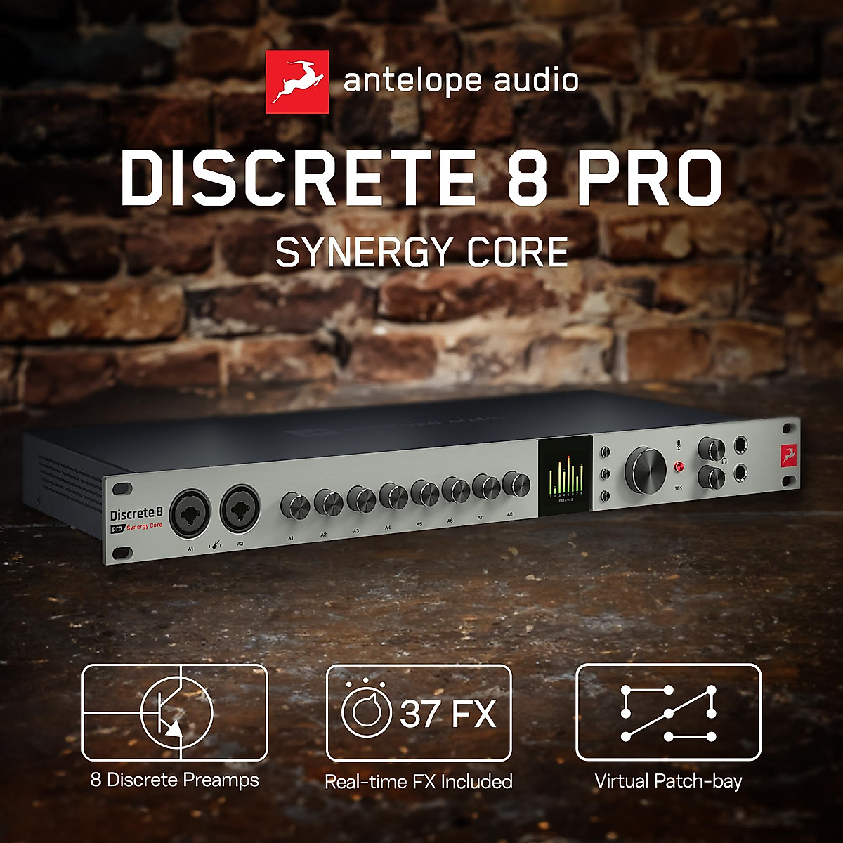 Antelope Audio Discrete 8 Pro Synergy Core Desktop 26x32 Audio Interface - Thunderbolt 3 & USB 2.0 Channel Microphone Preamp Recording, Streaming Studio Audio Interface w/Onboard Real-Time Effects