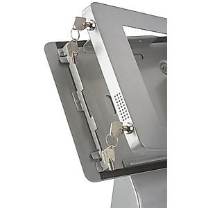 Displays2go iPad Floor Kiosk Stand with Sign Holder, Home Button Hidden (IPDSGNSV2)