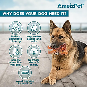 AmeizPet Bacon Flavor Gorilla Dog Chew Toy for Medium & Large Breed Dogs, Indestructible Durable Long Lasting 100% Nylon Dog Chew Toy for Aggressive Chewers - Dog Toy to Keep Them Busy