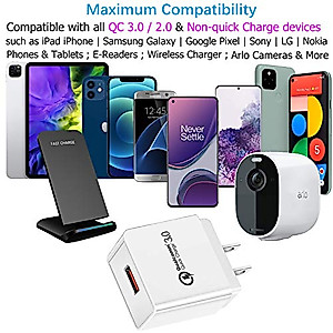 Quick Charge 3.0, 18W USB Wall Charger QC 3.0 Adapter 3A Fast Charger Compatible with iPhone 12 11 Pro X XR XS Max | Galaxy S21 S20 FE S10 S10e S9 S8 Note 20 Ultra 10 9 8 | Pixel 5-4A-4-3-2-XL Phones