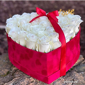 UNIKPACKAGING Premium Quality Heart Shaped Velvet Flower Boxes, SET OF 3, Gift Boxes for Luxury Flower and Gift Arrangements, with Lids, Ships From USA (Red)