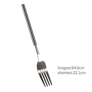 Telescopic Fork,Extendable Fork,Extending Fork,64cm Long Stainless Steel Retractable Fork Extendable Dinner Fruit Dessert Fork Cutlery 8.7-25.4inch