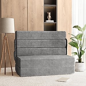 Slumbrae Folding Sofa Bed, 6" [Twin] Foldable Sofa Mattress with Back Support & Fixed Velcro for Living Room & Office, Grey, 75" * 38"
