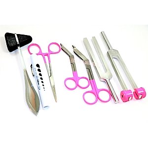 New Premium Set of 7 pcs Reflex Percussion Taylor Hammer Penlight Tuning Fork C 256 C 512 Bandage Scissors 5.5 and 4.5 Inches Hemostat Forceps 5.5 Inches CYNAMED