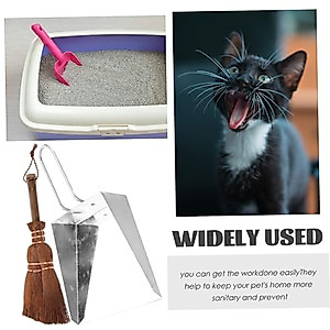 Healeved 1 Set Pet Cleaning Tool Desktop Waste Cleaning Tool Litter Scooper and Duster Desktop Dust Cleaner Outdoor Dustpan Mini Cleaning Broom Pet Cage Cleaning Tool Stainless Steel Brown