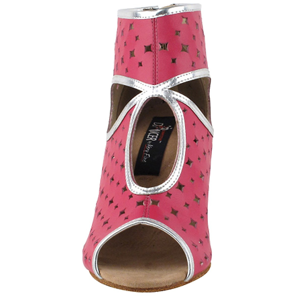 Very Fine Women's Salsa Ballroom Tango Dance Shoes CD3022 Bundle with Shoe Brush, Peach & Silver 8.5 M US 3"