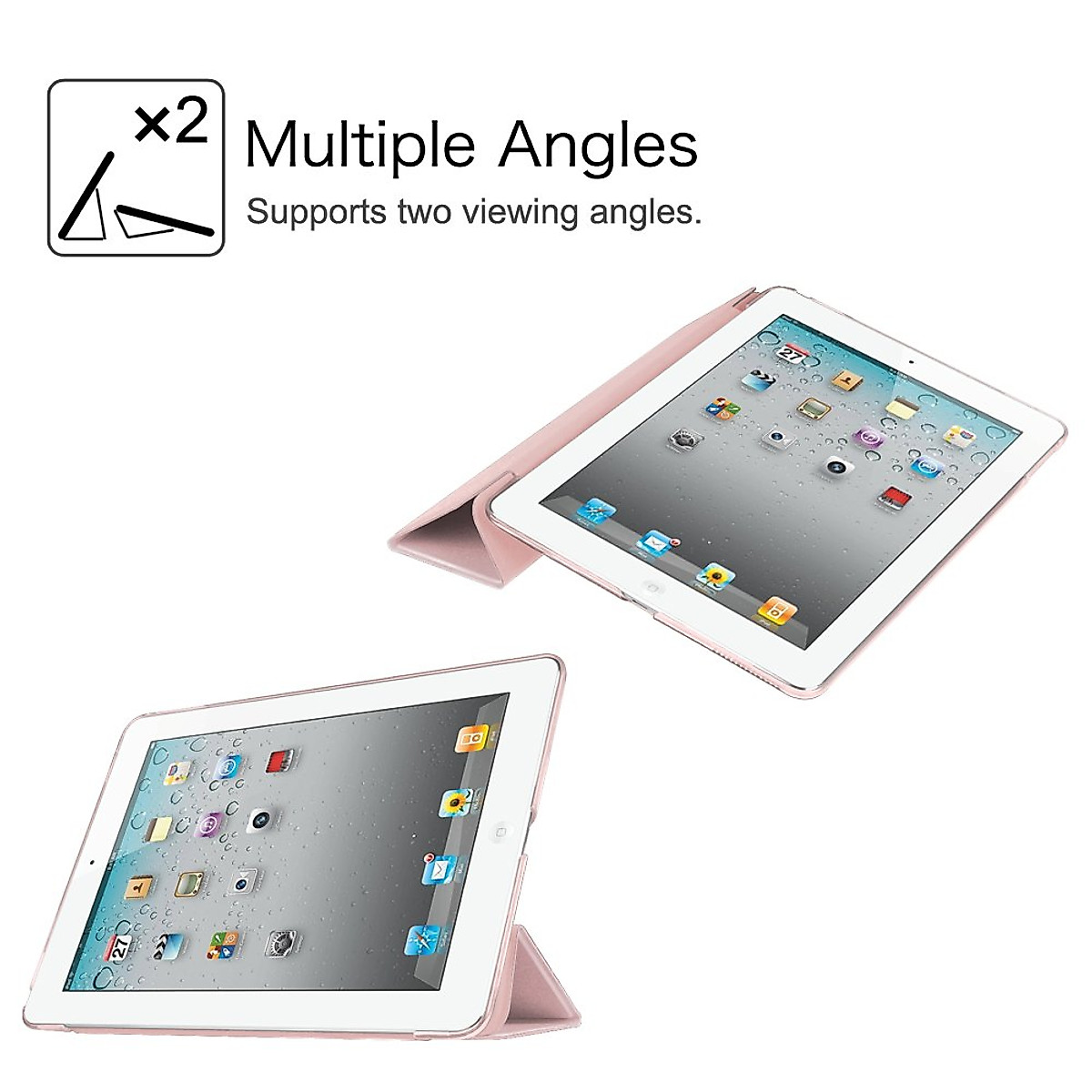 Fintie Case for iPad 4th Generation (2012 Model), iPad 3rd Gen (2012 Model), iPad 2 (2011 Model) 9.7 inch Tablet - Smart Slim Shell Translucent Frosted Back Cover Auto Wake/Sleep, Rose Gold