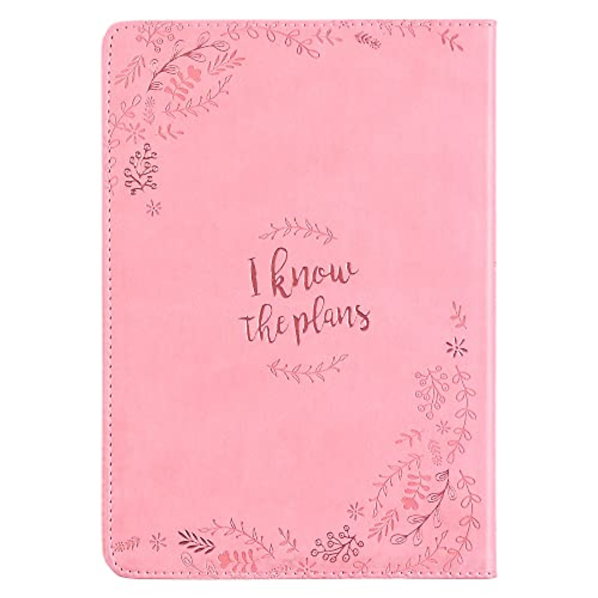 Christian Art Gifts Classic Journal I Know The Plans Jeremiah 29:11 Bible Verse, Inspirational Scripture Notebook, Ribbon Marker, Pink Faux Leather Flexcover, 336 Ruled Pages