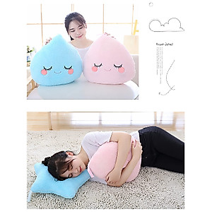 unlockgift Moon Shaped Pillows Plush Star Cloud Water Drops Cute Throw Pillows for Bedroom/Play Room/Nursery Decoration-Pink- Moon