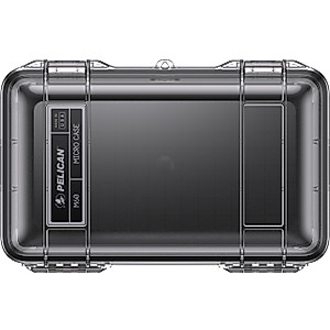Pelican M60 Micro Case - Waterproof Case (Dry Box, Field Box) for iPhone, GoPro, Camera, Camping, Fishing, Hiking, Kayak, Beach and More (Black/Clear)