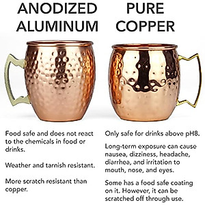 ARORA Moscow Mule Mugs set of 4,Aluminum Hammered Handcrafted Cups for Cocktail Drink, Beer Bar Party Gifts-Copper Color 19oz