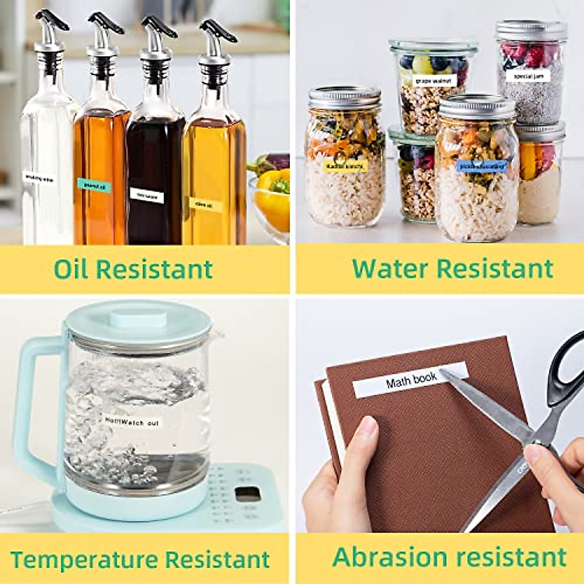 Label KINGDOM Label Tape JM Replacement for Label Maker D210S,E1000 Brother P Touch PT-D210 PT-H110 12mm 0.47 Laminated Black on White/Clear/Green/Yellow/Red/Blue, 6 Pack