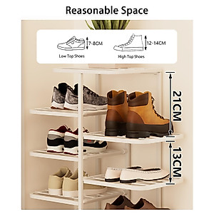 YYW Vertical Shoe Rack- Metal Narrow Shoes Shelf- 2 Rows Small Corner Shoe Storage Organizer for Entryway, Closet, Bedroom, Hallway (6 tiers - matte black)