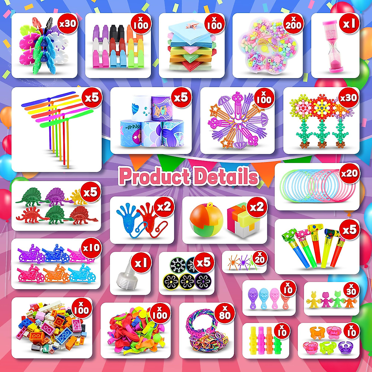 1000 Pcs Party Favors for Kids, Fidget Toys Pack, Easter Eggs Fillers Birthday Gift Toys Autism Sensory Goodie Bags Stuffers, Treasure Box Prizes Toys for Classroom
