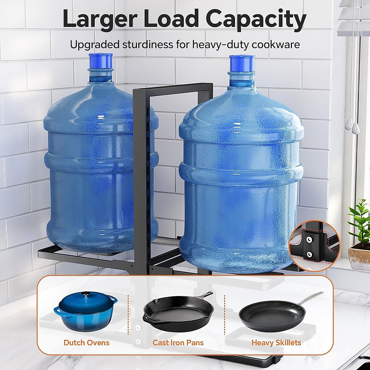 Pots and Pans Organizer, 8 Tier Pan Organizer Rack for Cabinet,Heavy Duty Pot and Pan Organizer for Under Cabinet, Adjustable Pan Lid Holder for Kitchen Pantry to Store Dutch Ovens, Cast-Iron Pans