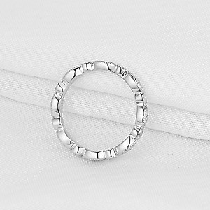 DovEggs 0.37CTW GHI 1.4mm Moissanite Lab Created Diamond Marquise Style Full Eternity Wedding Band 14k Gold Quality Silver Engagement Ring for Women with 2.6mm Width(4.5)