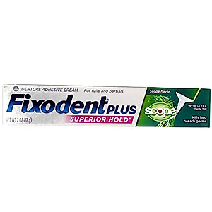 Fixodent Plus Denture Adhesive Cream Scope Flavor - 2 oz, Pack of 3