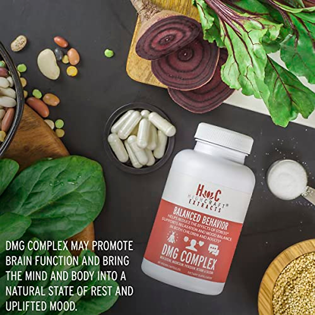HighCraft Extracts DMG Supplement - Balanced Behavior - Calm, Reduces Irritability, restlessness, soothes Mood Changes - Magnesium, Potassium, Betaine, Dimethylglycine, Calcium Gluconate, Glycine