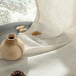 YoungsTex Natural Linen Curtains for Living Room 84 Inches Length Light Filtering Linen Textured Curtains Privacy Protection Window Drapes for Bedroom Grommet, Linen, 2 Panels, 52 X 84 Inch