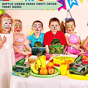 Nezyo 24 Pcs Reptile Birthday Party Supplies Snake Party Decorations Lizard Frog Crocodile Boxes for Jungle Baby Shower Birthday, 4.8 x 2.4 x 6.3 Inch