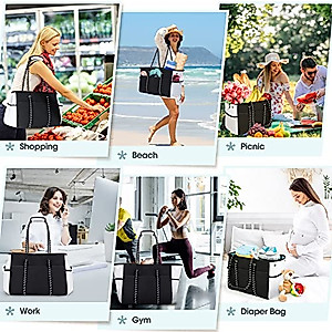 NUBILY Beach Bag for Women, Multipurpose Beach Tote Bag 30L Water Resistant Sandproof Neoprene Tote Bags Extra Large Swimming Travel Gym Pool Bag Lightweight Vacation Shoulder Bag