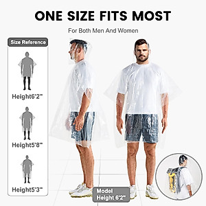 PTEROMY Thickened Disposable Rain Ponchos for Adults, 1.5mil Rain Poncho (5Pk)