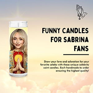 Sabrina Celebrity Prayer Candle - Funny Saint Candle - Novelty Votive Candles - Handmade in USA - Celeb Novelty Pop Music Gift