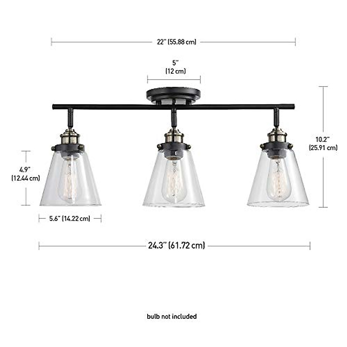 Globe Electric 59629 Jackson 3 Track Lighting, Dark Bronze, Antique Brass Accents