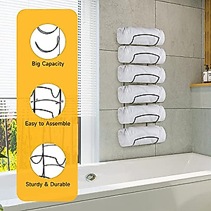 Towel Rack,Towel Holder for Bathroom Wall, Wall Towel Rack for Rolled Towels Wall Mounted Storage Organizer for Towels,Robes,Wine, Yoga Mat(Black)