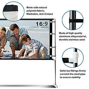 Projector Screen with Stand, Foldable Portable Movie Screen Outdoor Indoor Projection Screen for Home Theater Backyard Cinema Party Office Travel, 16:9 Rear Front Projections Movie Screen, 122 inch