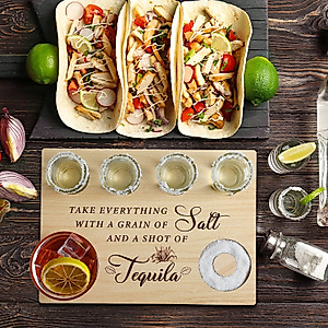 Shot Glasses Serving Tray Wooden Flight Tray Glass Holder Shot Glasses Board Bar Serving Trays for Bar Restaurant Party Family Gathering Can Display Men Women Friends Gifts(Wood Color,9.9 x 7 Inch)