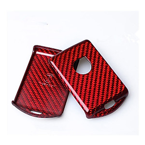 M.JVisun Genuine Carbon Fiber Key Fob Cover for Volvo C30 S60 S80 S90 S901 V70 V90 Cross V90CC XC40 XC60 XC70 XC90 Smart Car Remote Key Fob Case for Men Women - for Plastic Key Fob - Red