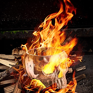 JTRF Metal Fireplace Decor Gothic Skulls for Firepit, Bonfire, Campfire, Grilling,Campouts,Hunting Trips | Halloween Fireproof Fire Pit Skull Log for Gas,Propane,or Wood Fires (Pack of 1)