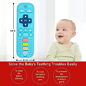 Baby Teething Toys, 2Pack Teething Toys for Babies 6-12 Months 0-6 Months, Baby Toys 6 to 12 Months, Remote Control Teething Toys, Newborn Baby Teether, Infant Toys for Baby Boy Girl Toys (Gray+Blue)