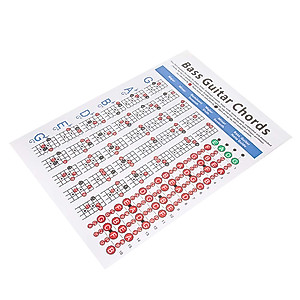 Bass Guitar Chords Chart, 4-String Bass Note Chart of Scale Chords for Beginners and Teachers Wear-Resistant Bass Reference Poster Bass Guitar Chords Poster