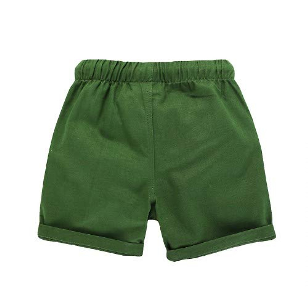 HILEELANG Baby Boys' Shorts 2-Pack Chino Short Summer Cotton Casual Pants with Pockets Yellow Green 2t
