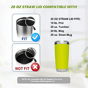 20 oz Tumbler Straw Lid, Replacement Lids for YETI 20 oz Tumbler, 20oz Straw Lids for yeti rambler straw lid 16 oz Pint, 20 oz Tumbler, 24 oz Mug, 25 oz Straw Mug, BPA Free and Shatter-proof, 2 Pack