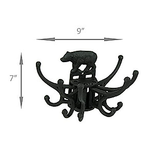 Black Cast Iron Rustic Bear Pivoting Wall Hook