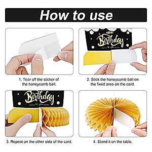 30th Birthday Decorations, Table Honeycomb Centerpiece, 30 Year Old Man and Woman Party Decorations Supplies, Honeycomb Decorations for Man Women, Black and Gold Birthday Ornaments-9 Pieces