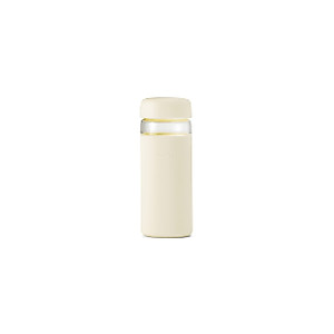 W&P Porter Glass Wide Mouth Bottle w/ Protective Silicone Sleeve | Cream 16 Ounces | On-the-Go |Reusable Bottle | Portable and Lightweight | Dishwasher Safe