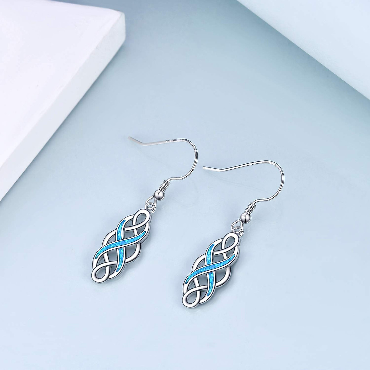 LUHE Celtic Earrings Sterling Silver Oxidized Good Luck Irish Vintage Celtic Knot Dangle Dangling Earrings Jewelry Dangles Gifts for Women