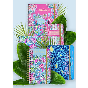 Lilly Pulitzer On The Go Agenda Set, Undated Monthly Pocket Planner with Black Ink Pen, 12 Month Annual Organizer with Notes Pages, Monthly Calendars, and Yearly Overviews, Golden Hour