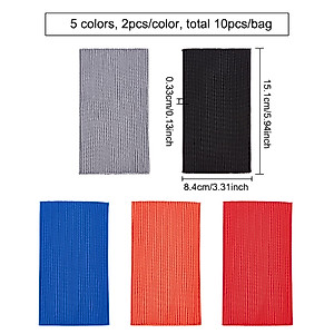 BENECREAT 10Pcs 5 Colors Knit Cuff Sleeve Ribbing Cuff Material, 5.9x3.3inch Tubular Rib Cuffing Replacement for Waistband Leg Arms Wear Cotton Padded Jacket Sportswear Cuffs Extension