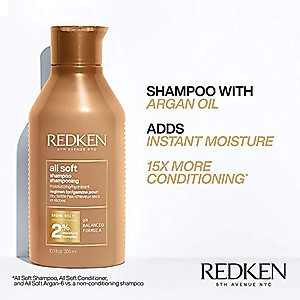 Redken All Soft Shampoo and Conditioner | For Dry / Brittle Hair | Provides Intense Softness and Shine | With Argan Oil