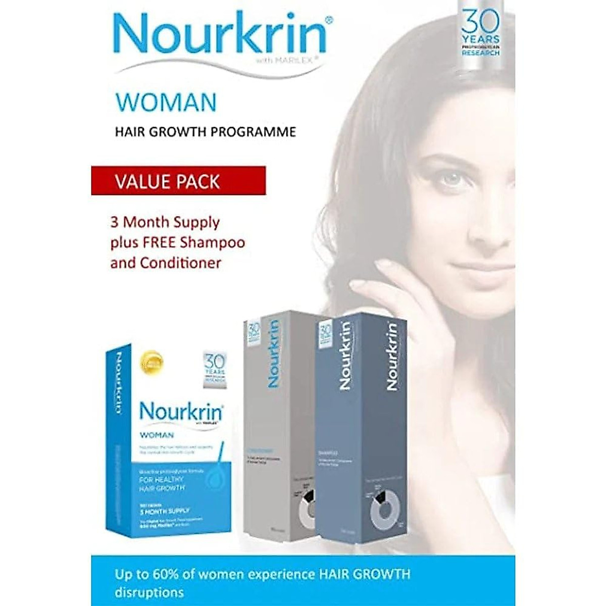 Nourkrin Woman Value Pack 180 Tablets,Shampoo and Conditioner