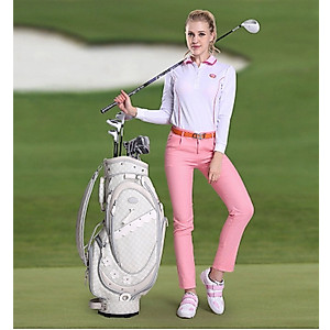 PGM Women's Golf Shoes Waterproof Spikeless with Hook and Loop Straps Pink