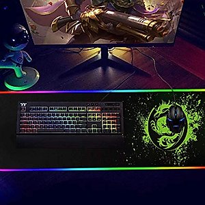 Large RGB Gaming Mouse Pad - 15 Light Modes Extended Computer Keyboard Mat, Anime Dragon Mouse Pad，High-Performance Mouse Pad Optimized for Gamer 31.5 X 12in (Red)